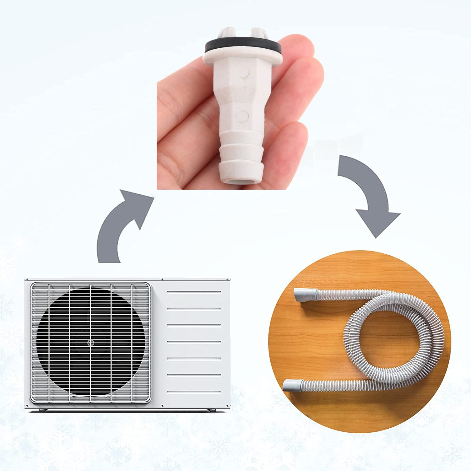 4Pcs 0.6 Inch 15mm Air Conditioner Drain Hose Connector Straight Fitting Window AC Drain Adapter with Rubber Ring