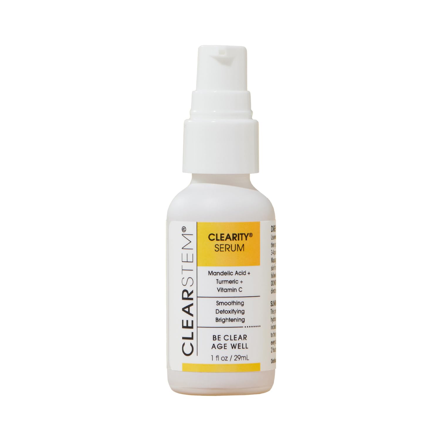 CLEARSTEM - CLEARITY The Blackhead Dissolver Mandelic Acid Serum - Vitamin C, Turmeric, Collagen Boost - All Skin Types - Facial Skin Care Products - Vegan, Gluten Free, Cruelty Free - 1 fl oz / 29ml