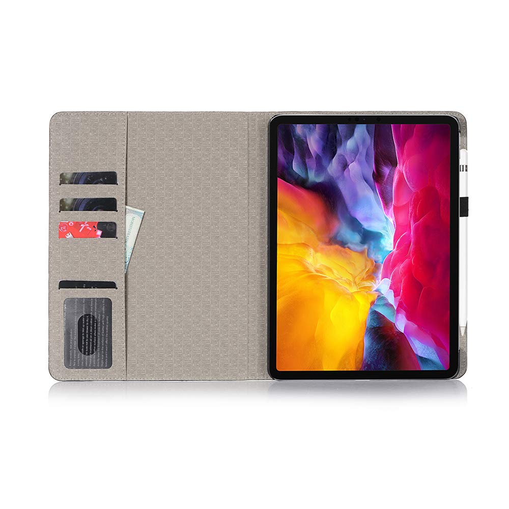 iPad Pro-6/5/4/3 (11'') Case for Women, iPad Air-6th (11'') Air-5th Air-4th (10.9'') Case, DMaos Crocodile Synthetic Leather Folio Smart Cover with Card Pencil Holder, Auto Sleep Wake - Black