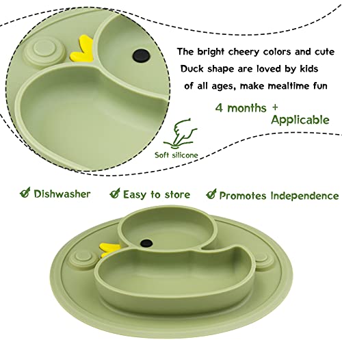Lightening Corp Baby Plate Silicone Suction Toddler Plates, Divided Dishes for Toddler Kids, Self Feeding, BPA Free, Microwave and Dishwasher Safe (SP-21)