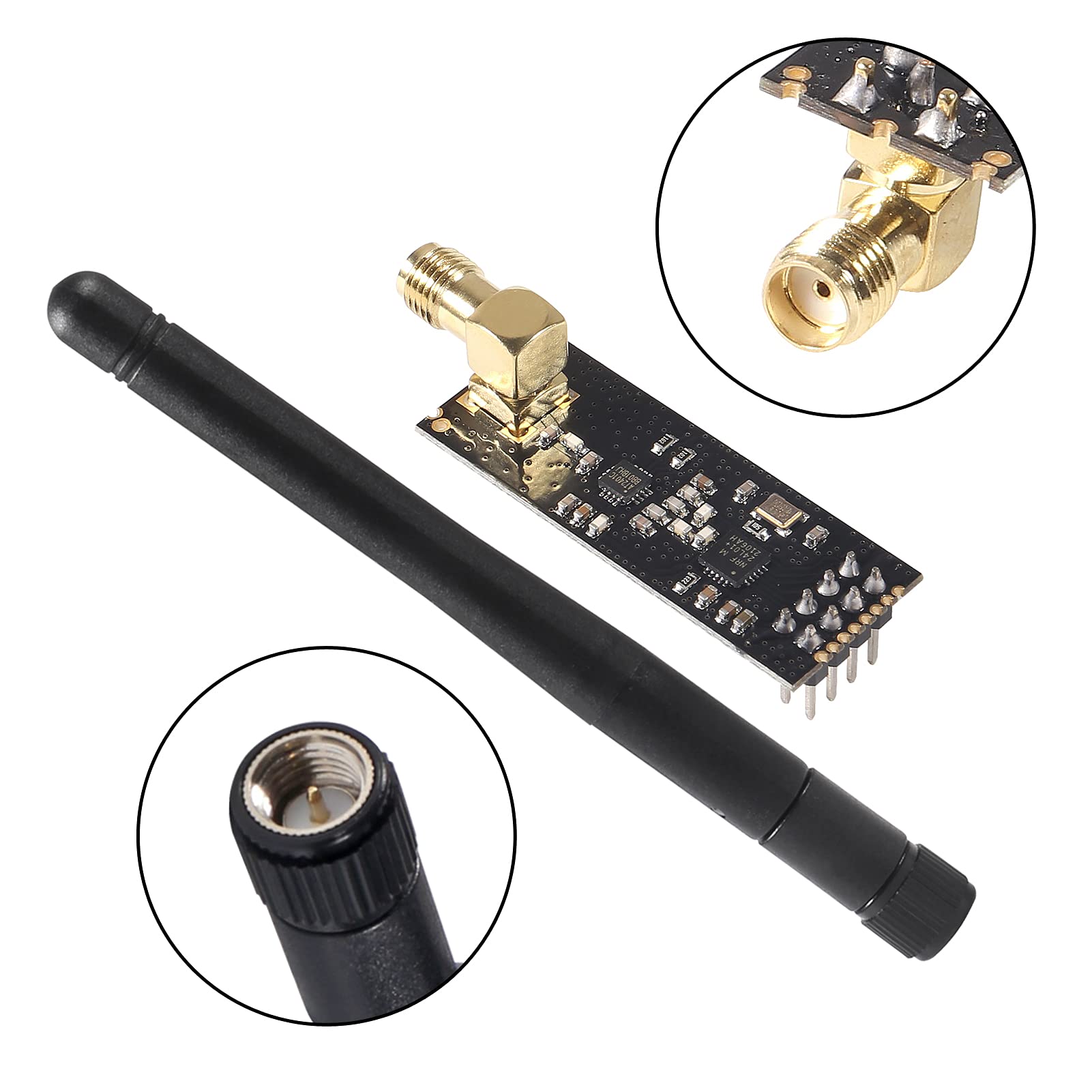 UMLIFE 5pcs NRF24L01+PA+LNA RF Transceiver Module with SMA Antenna 2.4 GHz 1100m + 5pcs NRF24L01 Wireless Module with Breakout Adapter On-Board 3.3V Regulator for Arduino