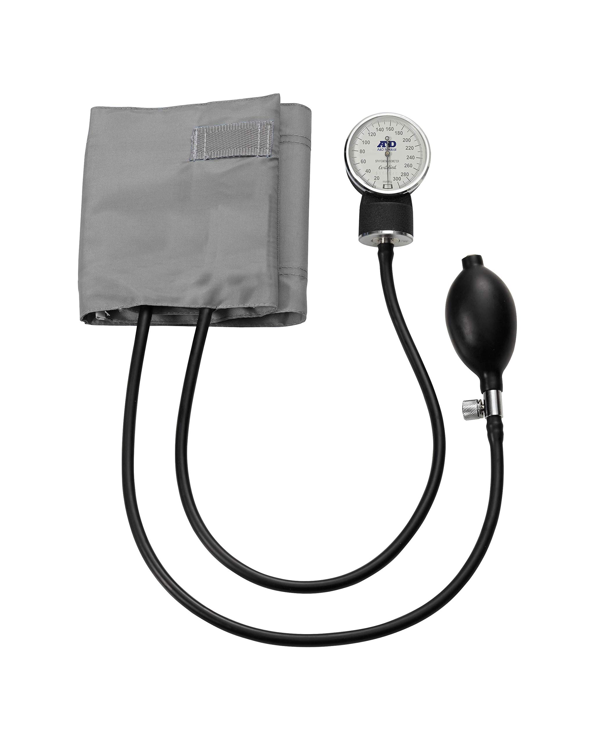 A&D Medical Professional Aneroid Sphygmomanometer UA-201 with Adult Cuff (25-36cm / 10-14" Range), Blood Pressure Machine with Latex Bulb, Air Release Valve, Calibration Key & Storage Case