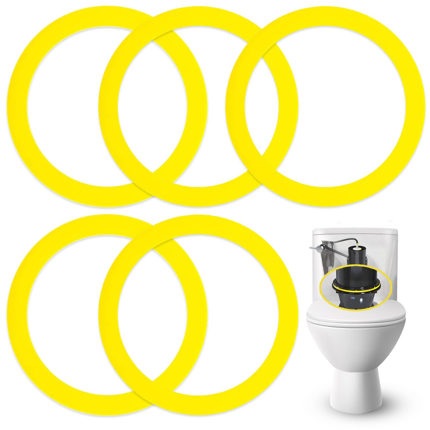 5-Pack of Kohler -Compatible Canister Flush Valve Seal Replacements for Toilets (Equivalent to K-GP1059291) - Replacement Parts for GP1049291 Tank Canister Gasket Kit - by IMPRESA