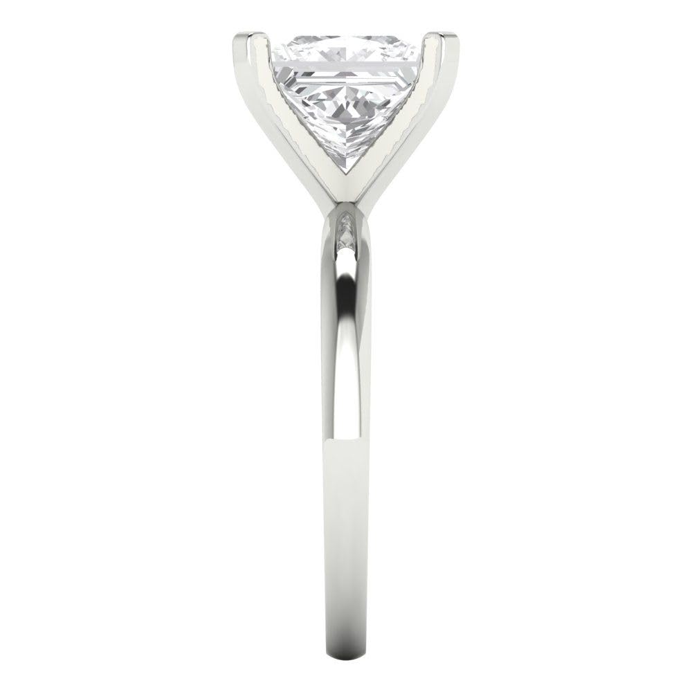 3 Ct Brilliant Princess Cut Clear Simulated Diamond 14K White Gold Solitaire Engagement Promise Bridal Ring Size 6.5