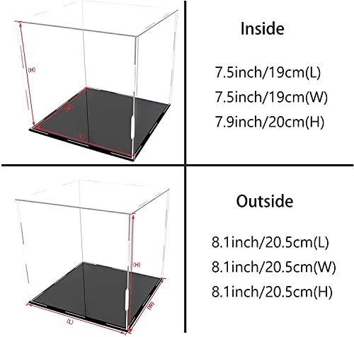 A+ DESIGN Clear Acrylic Display Case Assemble Collectibles Box Alternative Glass Case for Display Action Figures Home Storage & Organizing Toys (8x8x8 inch; 20.5x20.5x20.5 cm)