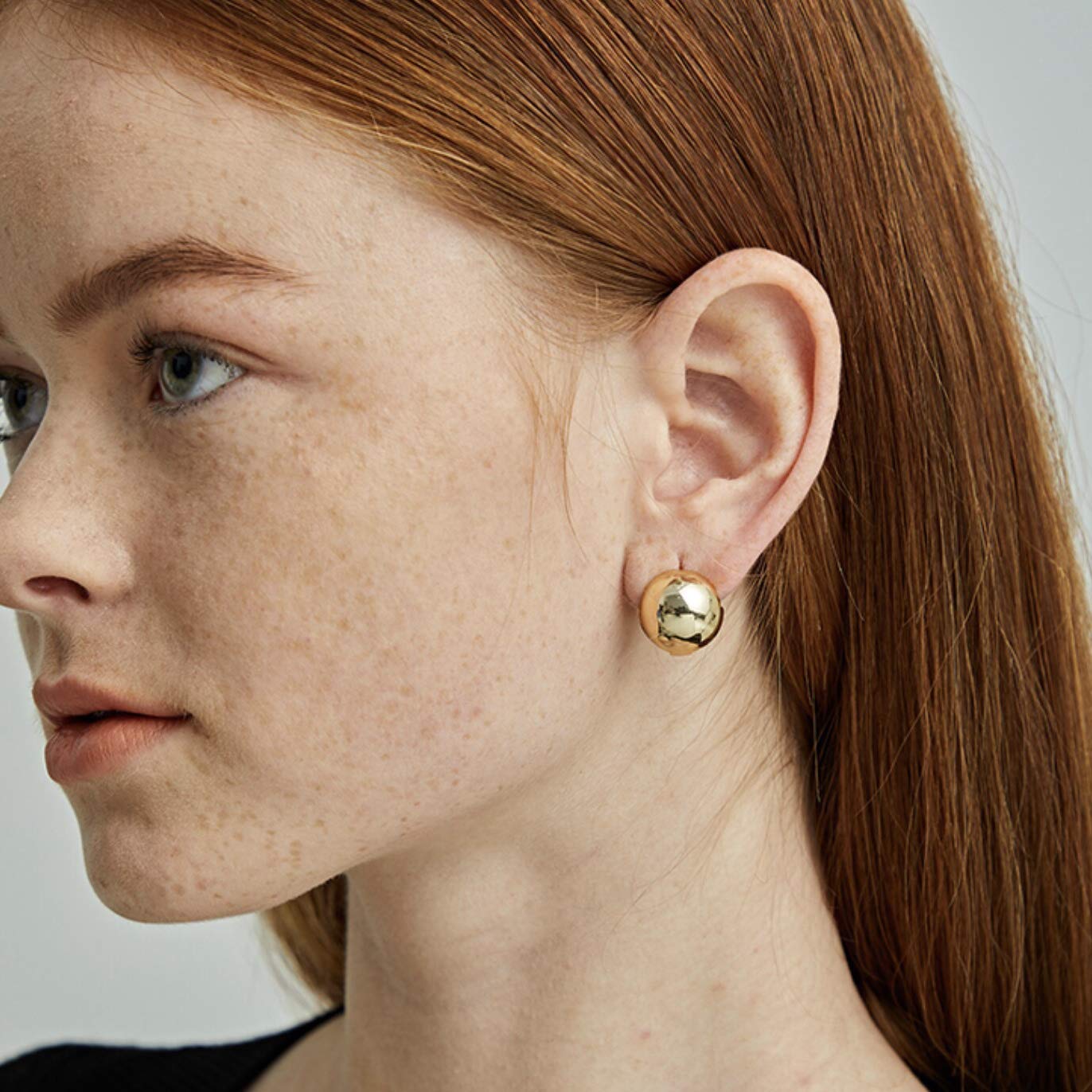 18K Gold Plated Brass Ball Stud Earrings, Minimalist Earrings, Silver Posts, Minimal Women Jewelry