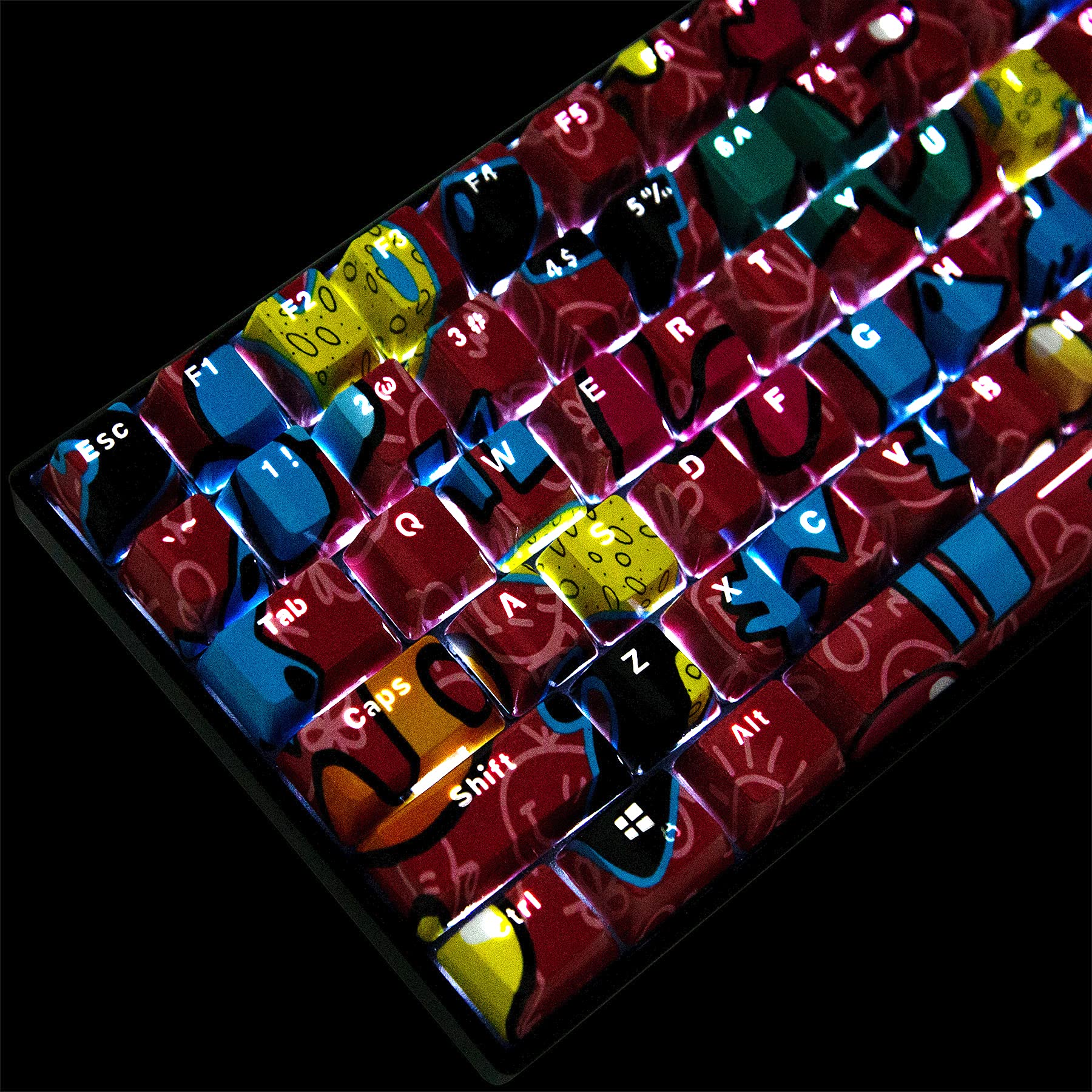 UniCusMech ABS Keycaps 104 Keys OEM Profile Gaming Keycap Set Backlight Frosted Thickened for Cherry MX Gateron Kailh Switch Mechanical Keyboard(Red)