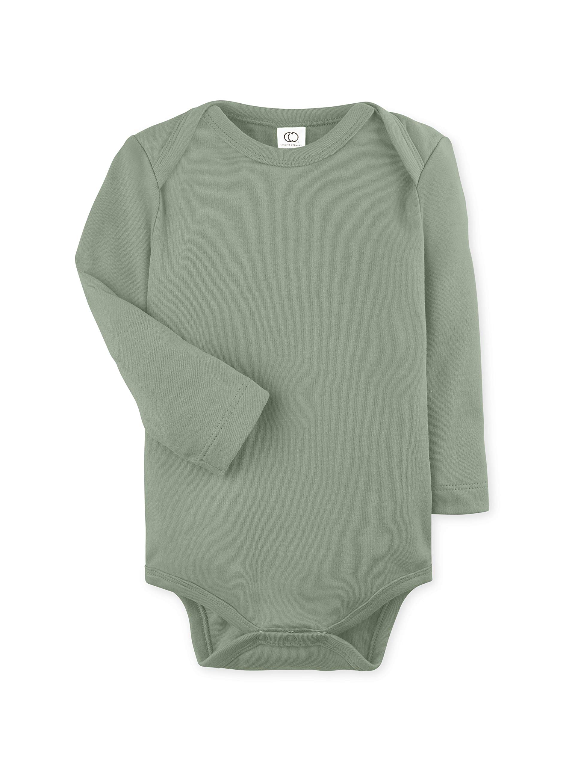 Colored Organics - Organic Cotton Baby Bodysuit - Long Sleeve Infant One Piece - Thyme Green - 6-12M