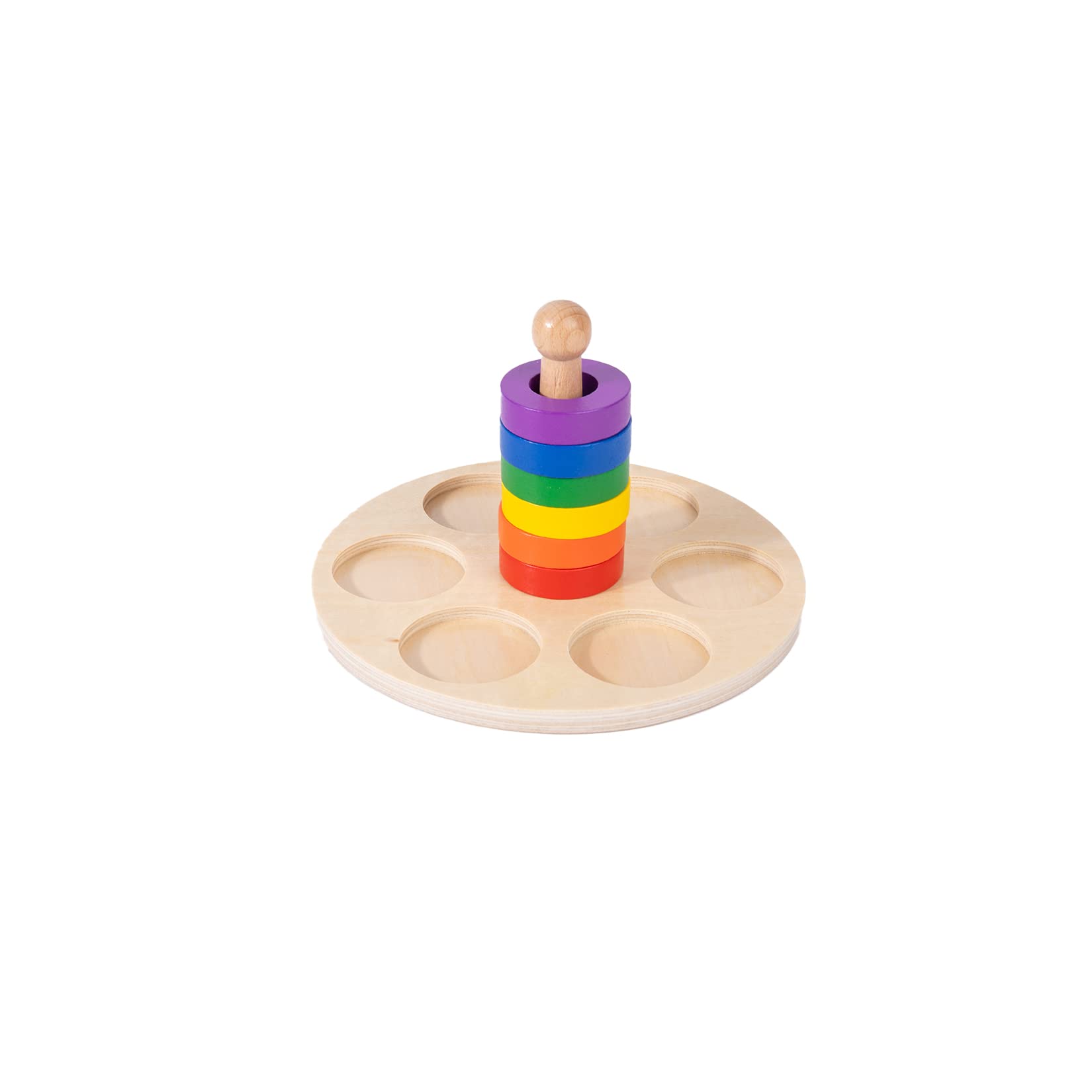 Adena Montessori 6 Rings on Peg Baby Toys for 1 Year Old Infant Toddlers