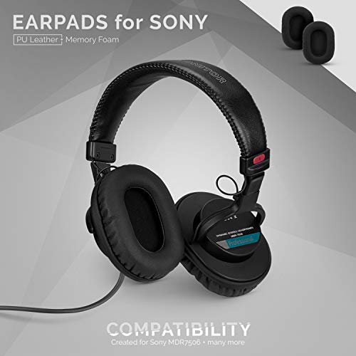 Brainwavz Replacement Earpads for Sony MDR 7506 Headphones - Quality Vegan Leather, Memory Foam Comfort, Long Lasting & Durable, Also Works with Headphones Like Steelseries Arctis, ATH-M50X & More