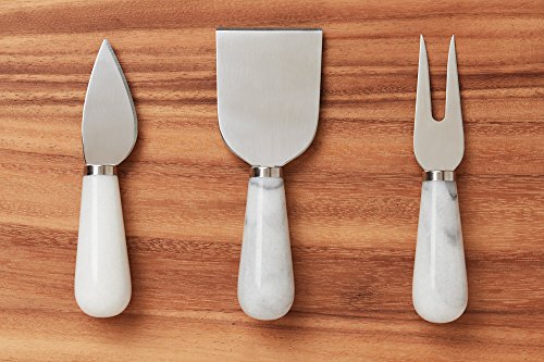 Fox Run Premium 3-Piece White Marble Cheese Knife Set, 1.5 x 4.25 x 6.75 inches