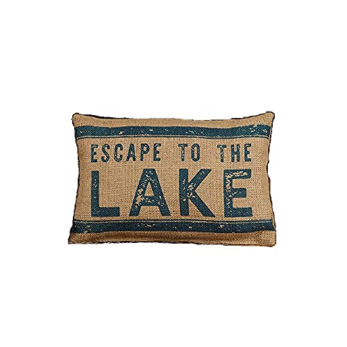 Escape to The Lake 12 x 8 Burlap Decorative Throw Pillow