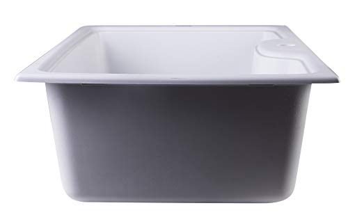 ALFI brand AB3520DI-W Drop-In Single Bowl Granite Composite Kitchen Sink, 35", White