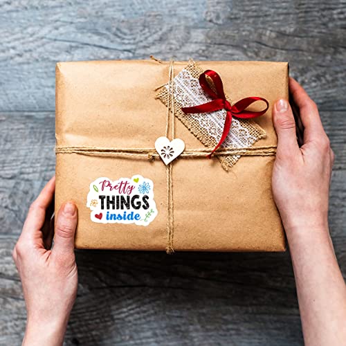 Littlefa 1.5” Pretty Things Inside with Flower Design Stickers,Thank You Stickers,Small Business Stickers, Envelopes Stickers, Gift Bags Packaging 500 PCS