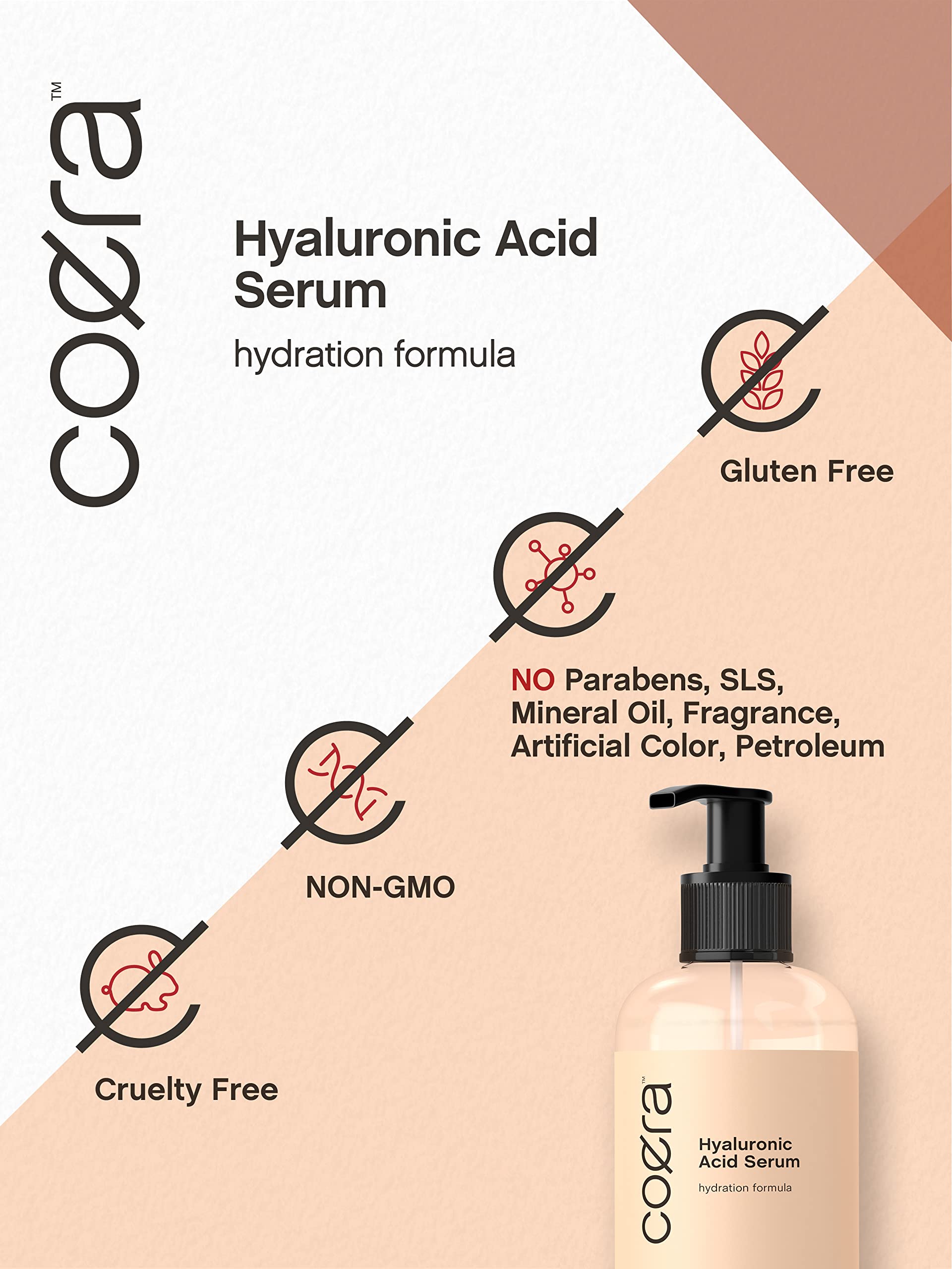 Coera Hyaluronic Acid Serum for Face & Skin | 8 oz | Paraben & SLS Free Moisturizer