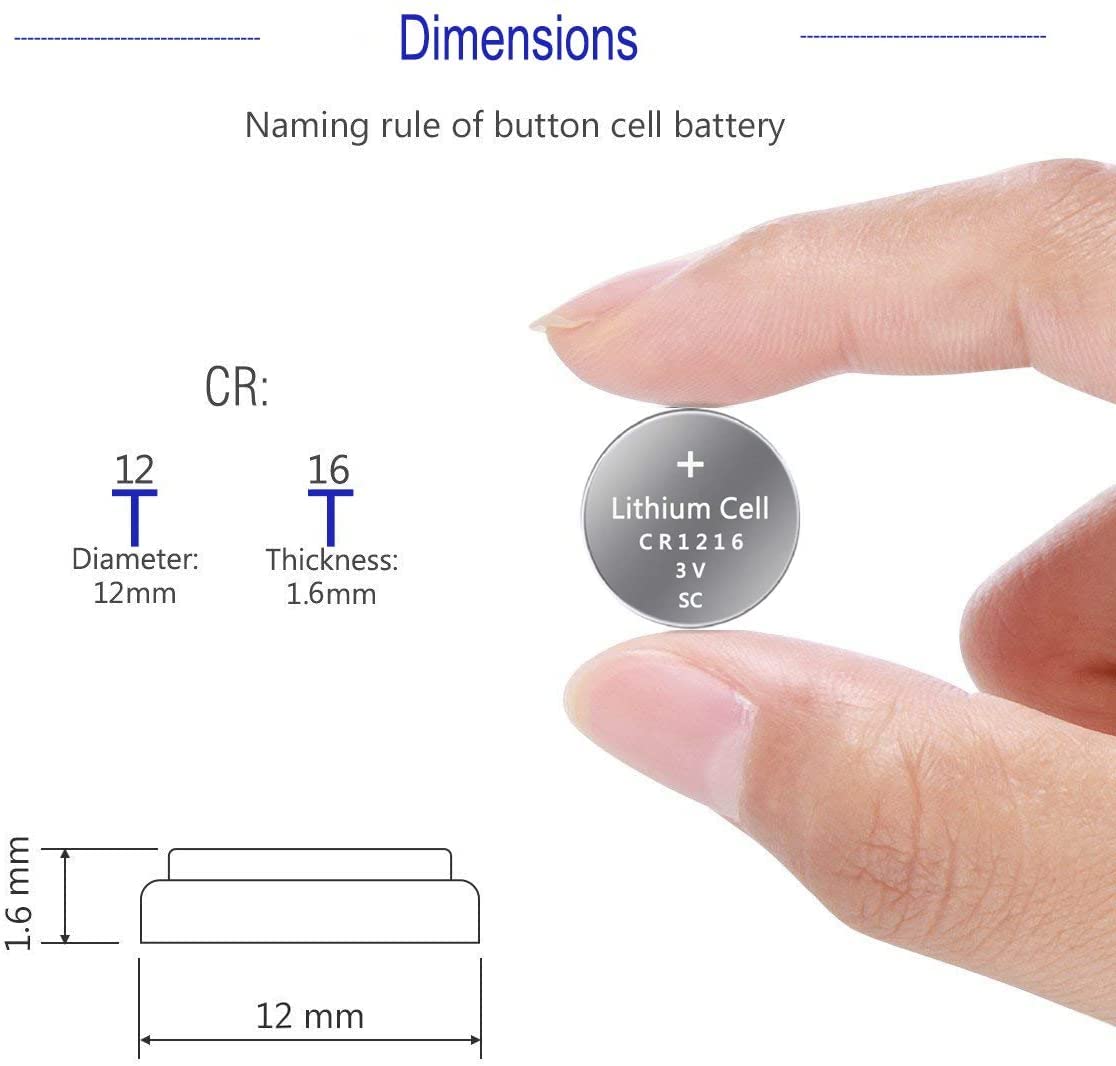 UOGTNON CR1216 3V Watch Lithium Battery(5-Pack)