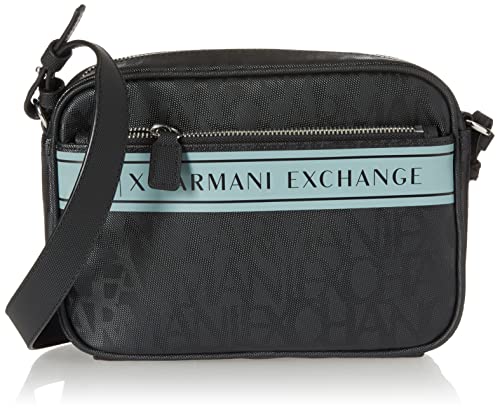 A|X Armani Exchange Women's Allover Logo Fabric Camera Case Bag, Black/Magnesium, OS