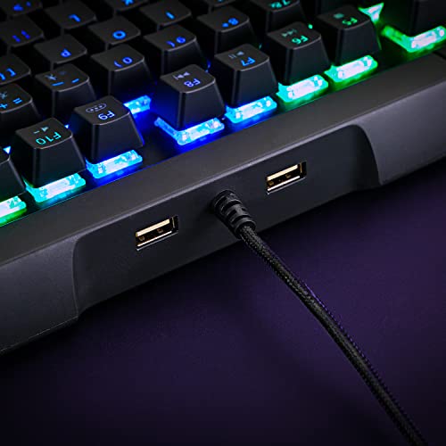 teamwolf VOIDRAY EX Mechanical Gaming Keyboard with Cherry MX Silent Red Switches Media Keys RGB Breath Changing Backlight Anti-Ghosting with 2 USB Ports