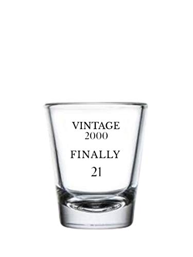 21st Birthday Shot Glass -21st Birthday Gifts- Finally 21 (2000)- 21st Birthday Compliments Birthday Decorations