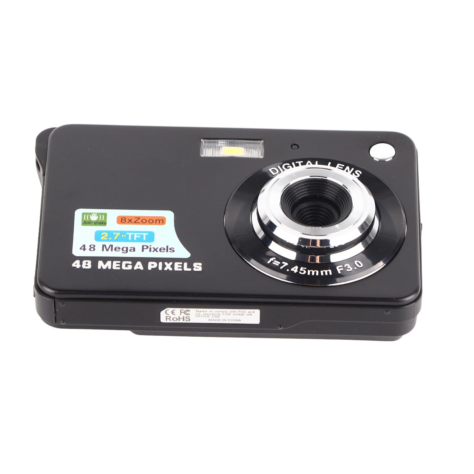 4K Digital Camera, 48 MP Camera with 2.7in LCD Screen, 8X Digital Zoom Compact Camera, Built in Fill Light, 550mAh Battery, for Adult Seniors Kids