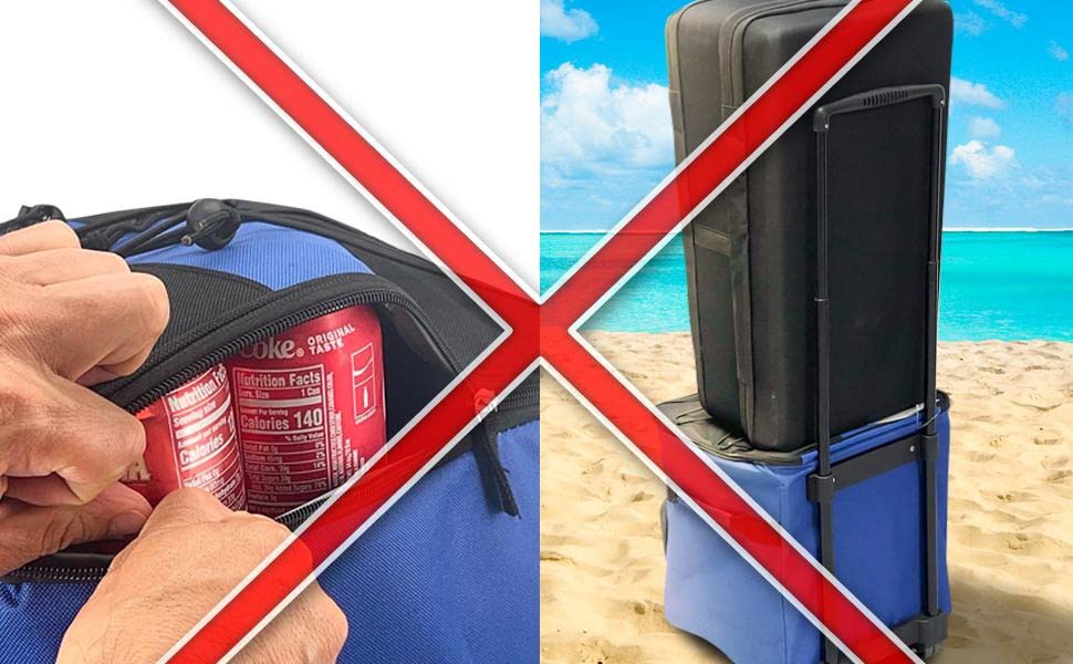 Eternal Living Collapsible Rolling Cooler with Wheels for Sand and Handle 50 Can Capacity Portable Ice Box Chest for Beach, Blue
