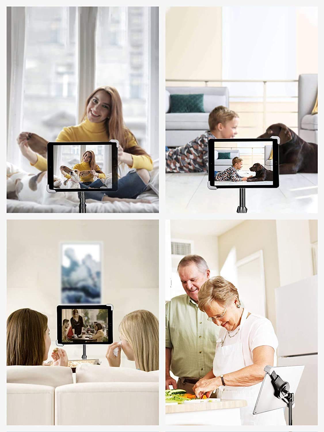 elitehood iPad Tripod Stand, Aluminum Alloy iPad Stand, 360 Rotation Adjustable Height iPad Stand Holder for Floor, Universal Compatible with iPad Mini, iPad Air, iPad and All 7.9-11 Inch Tablet