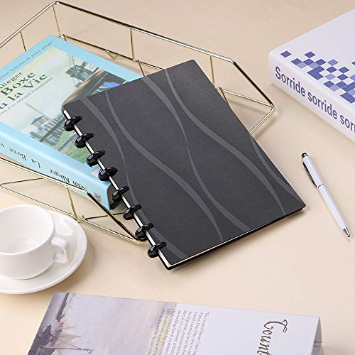 Eagle Discbound Notebook, Customizable Notebook, Junior Size, Poly Cover, 60 Sheets Ruled/Lined Pages (Black)
