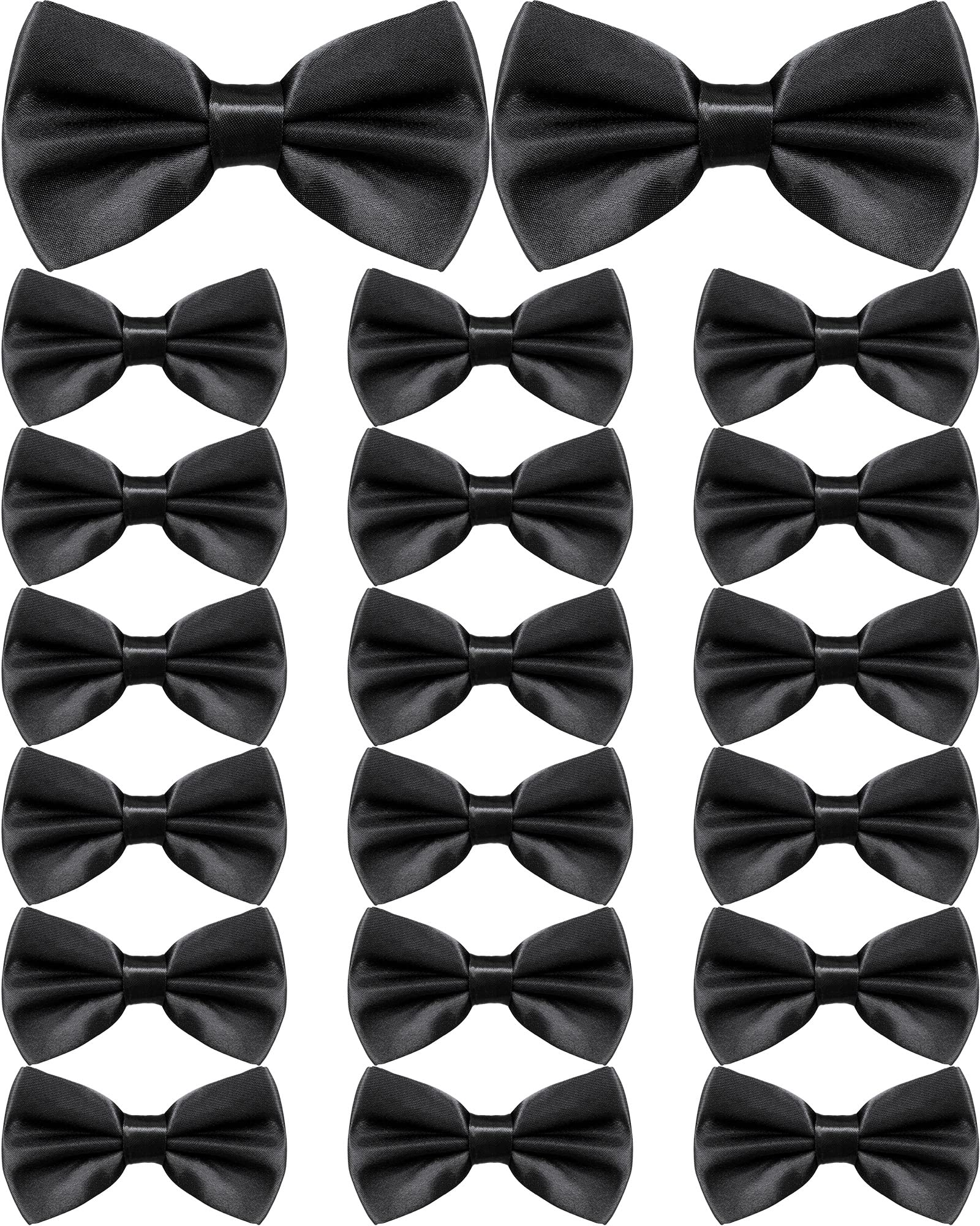 20 Pieces Bow Ties for Men, Formal Satin Solid Tuxedo Bow Ties Adjustable Length Pre Tied Bow Ties for Wedding Celebration(Black)