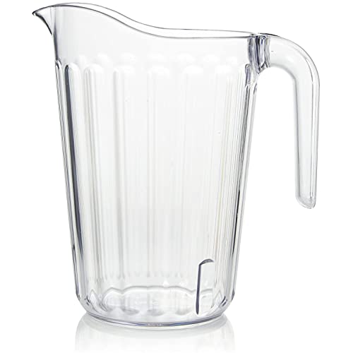 Arrow Home Products Clear Plastic Pitcher, 60 Ounce - 6 Pack Bulk Set for Bars and Restaurants - Space-Saving Stackable Design - Fill with Ice Water, Beer - Made in the USA, BPA Free, Dishwasher Safe