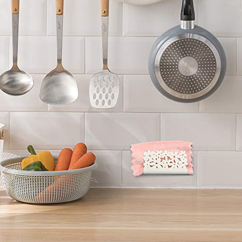 Never Rust Plastic Sponge Holder, Tomorotec Sink Caddy Sink Suction Cups Easy Access Holder Shower and Kitchen Organizer Quick Drain Easy Attach (Beige)