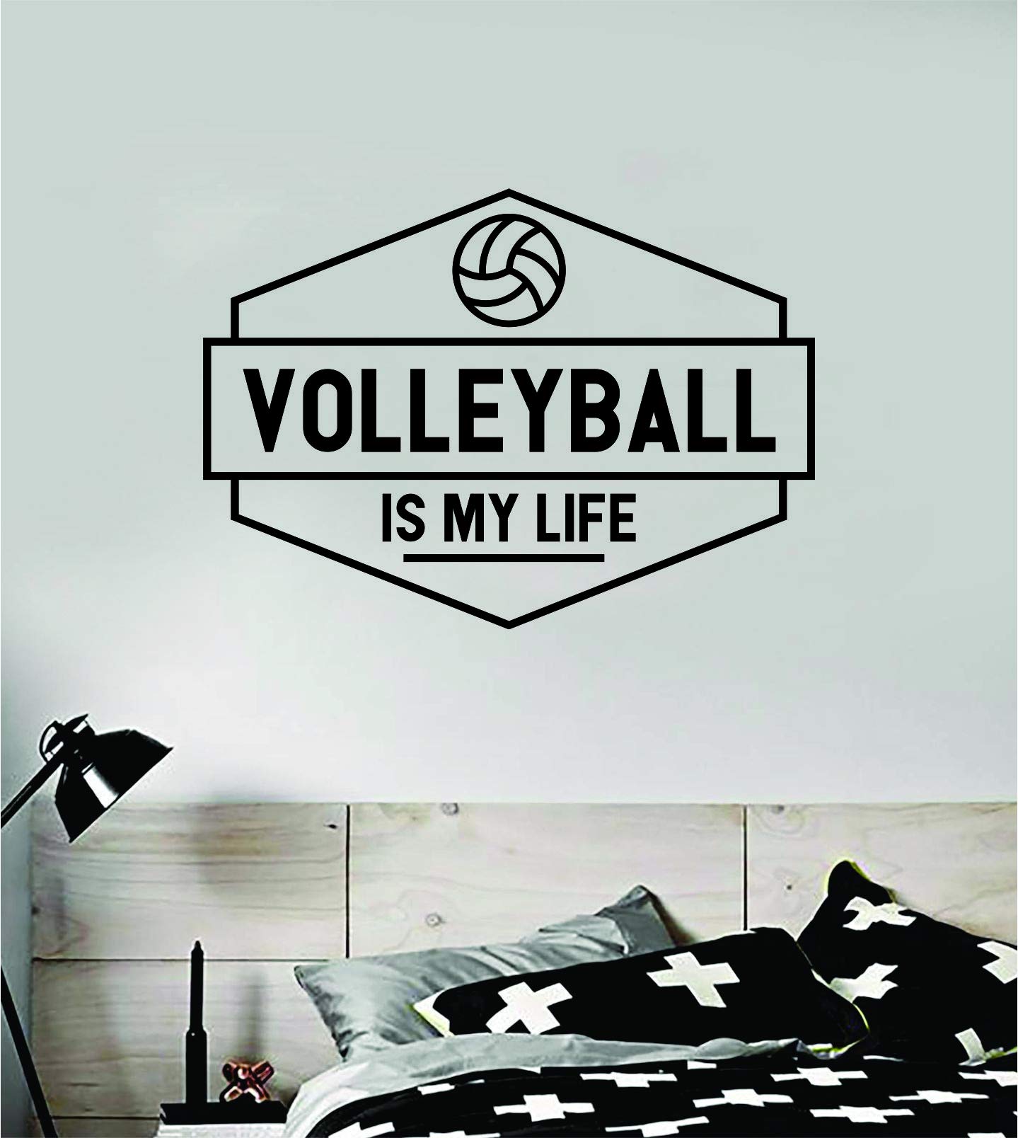 Volleyball is My Life Wall Decal Sticker Vinyl Art Bedroom Room Decor Decoration Teen Quote Inspirational Boy Girl Baby Nursery Sports School Gym Team Play Spike Ball Beach Net