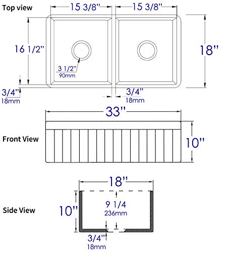 Alfi brand ABF3318D-W Kitchen Sink, White