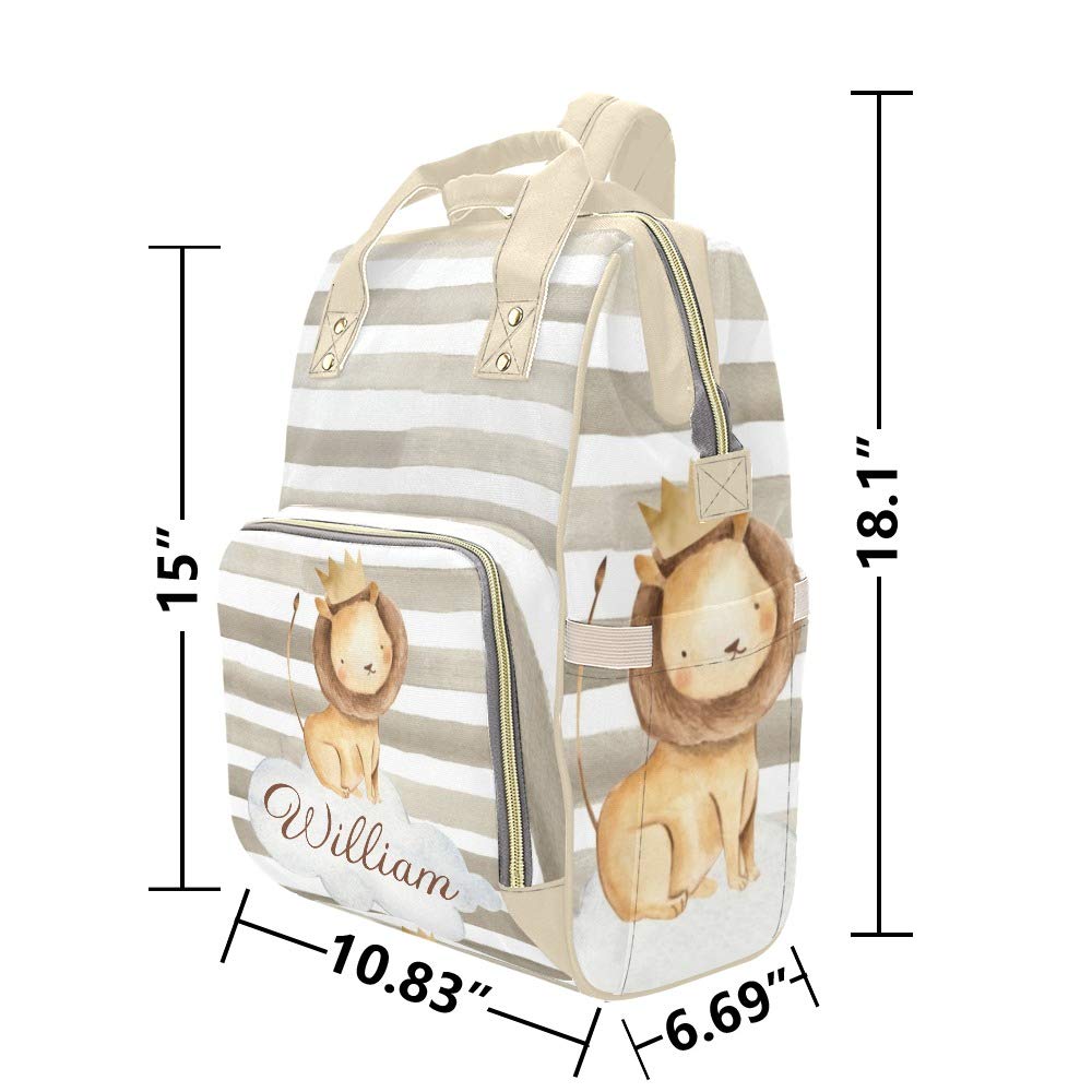 Personalized Lion Diaper Bag Backpack with Name Custom Mommy Nursing Baby Bags Nappy Bag Travel Daypack for Mom Gifts