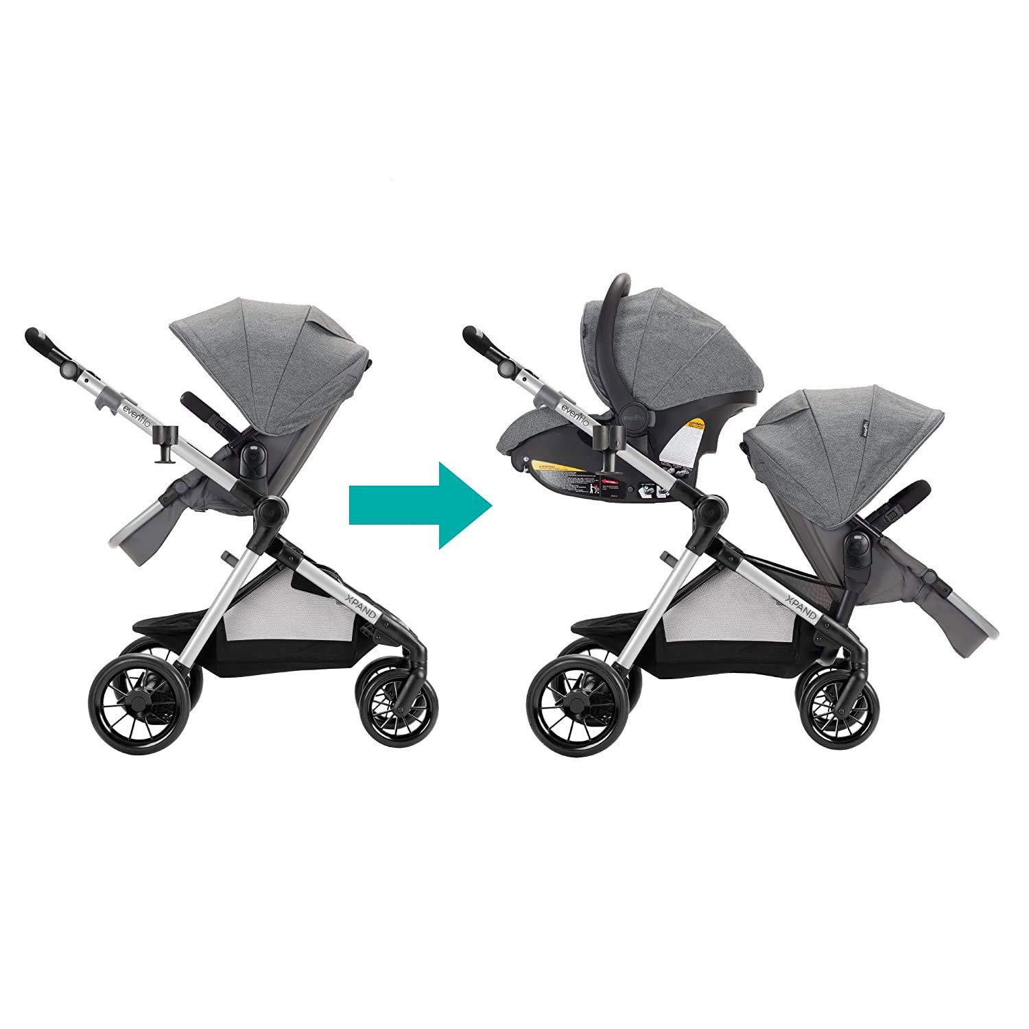 Evenflo Pivot Xpand Modular Travel System with SafeMax Infant Car Seat