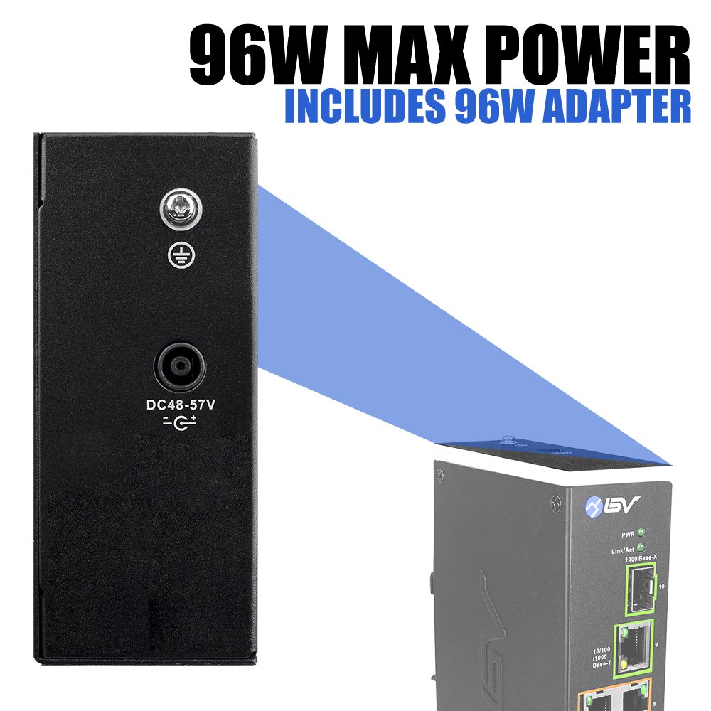 BV-Tech 8 Port PoE Switch with 1 Gigabit Uplink and Industrial DIN Rail - Power Over Ethernet Network Switch for IP Cameras, VoIP Phones, Wireless APs - IEEE802.3af/at, Wide Temperature Range