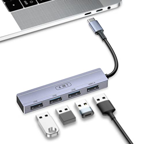 USB C Hub 4 Ports for iPhone 15, USB C to USB Hub with 4 USB Extention Port for Laptop, MacBook Pro, iMac, iPad Pro, Chromebook, Pixelbook, Dell XPS, Galaxy S23, and More Type C Devices