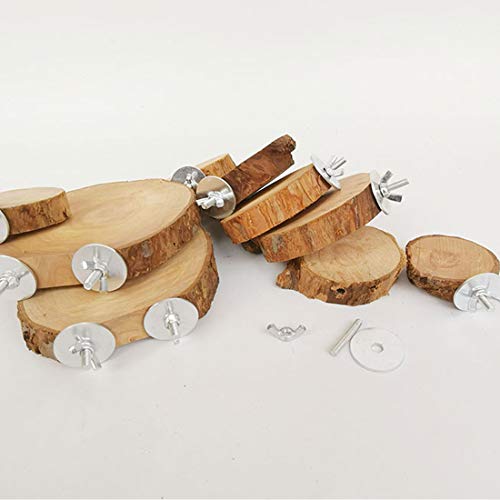 LOVEIFE 3 Pack Bird Perch, Round Wooden Platform Parrot Toys Bird Cage Accessories (Style1)
