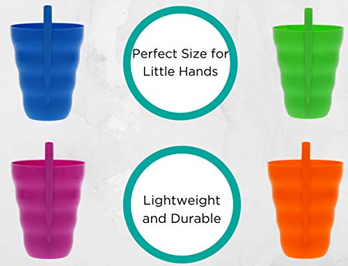 Arrow Sip-A-Cup with Built In Straw For Kids Includes Purple, Blue, Green, Orange (8 Pack)