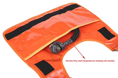 Comily Plus+ Off Road Recovery Winch Weight Bag,Safety Strong Durable PVC Winch Rope Dampener Blanket with Pocket-Light Orange Color