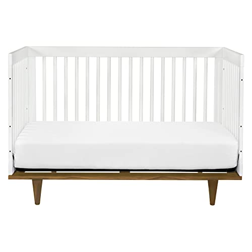 DaVinci Marley 3-in-1 Convertible Crib in White Finish and Walnut Legs, Greenguard Gold Certified