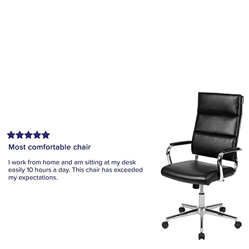Flash Furniture Hansel High Back Black LeatherSoft Contemporary Panel Executive Swivel Office Chair