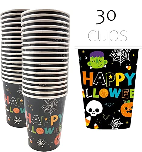 Serves 30 Complete Party Pack Cute Halloween Monsters and Ghosts 9" Dinner Paper Plates 7" Dessert Paper Plates 9 oz Cups 3 Ply Napkins 2 Table Cover Halloween Banner Halloween Party Decorations Halloween Party Supplies