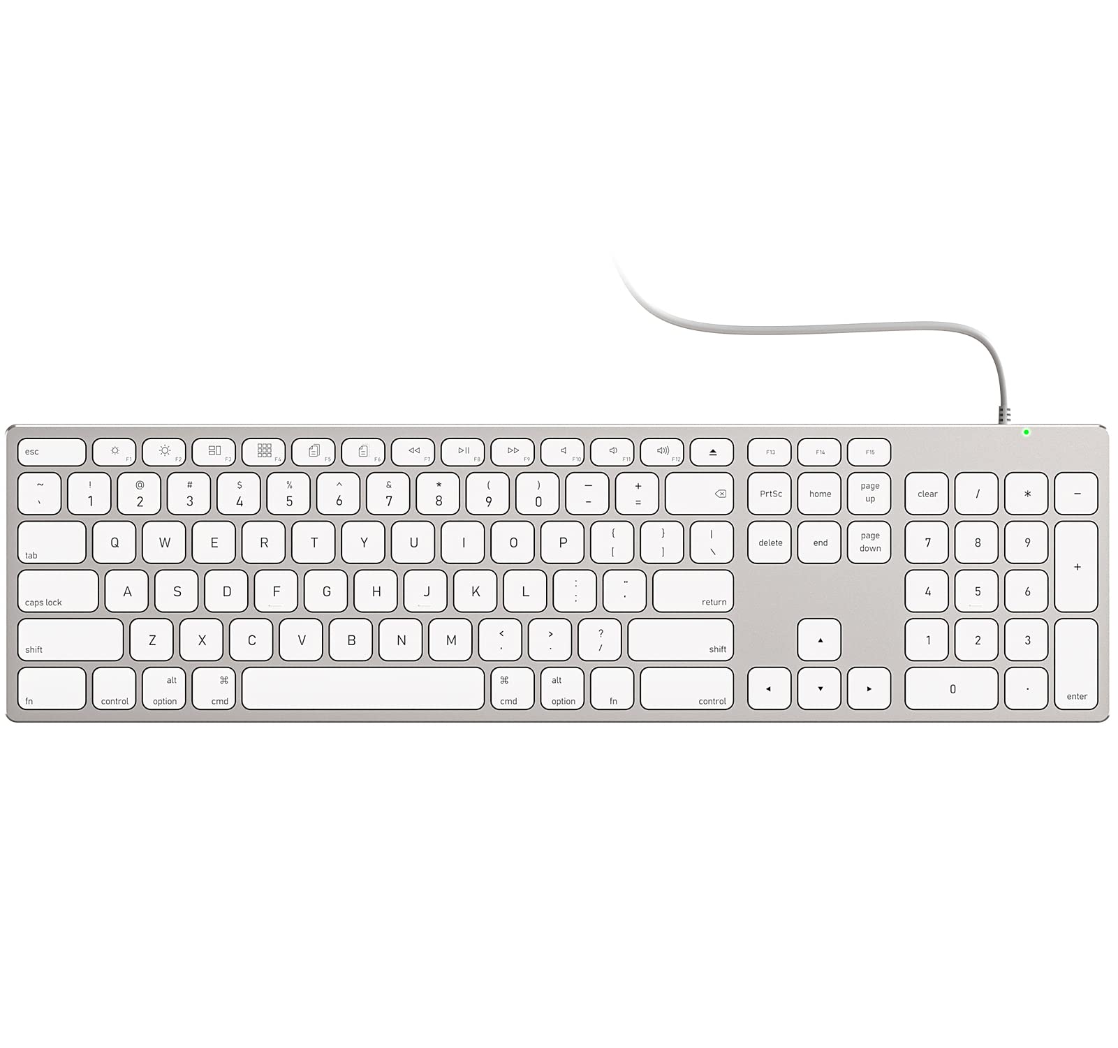 All-Aluminum Wired Keyboard for Apple Mac OS,Plug-n-Play Cable Connection in USB-A+C Port,Full Size USB Keyboard with Numeric Keypad for iMac/Mac Mini or MacBook Pro/Air Laptop
