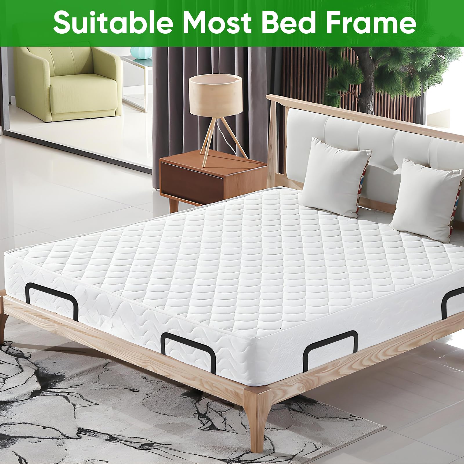 6Pcs Mattress Retainer Bar Mattress Slide Stopper from Sliding Non Slip Mattress Holder for Adjustable Bed Wider Taller Metal Mattress Holder for Wooden Bed Frame Black
