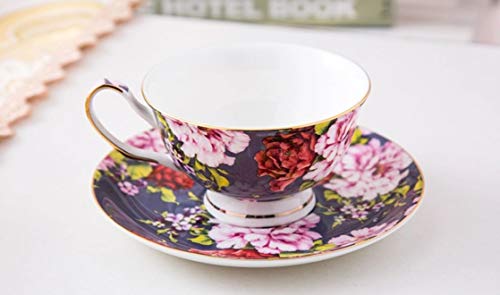 BTaT- Tea Cups, Tea Cups and Saucers Set of 6, Tea Set, Floral Tea Cups (8oz), Tea Cups and Saucers Set, Tea Set, Porcelain Tea Cups, Tea Cups for Tea Party, Rose Teacups, China Tea Cups (Bone China)