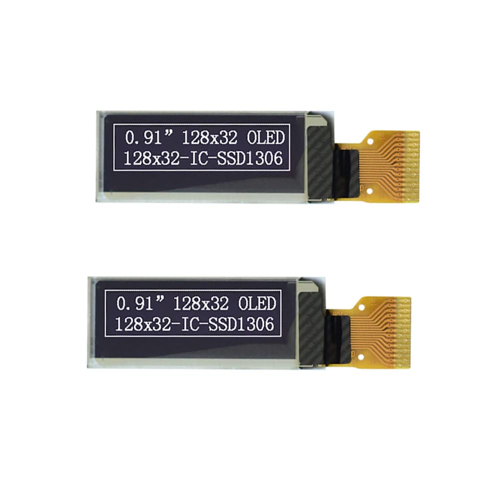 2pcs I2C OLED Display Module 0.91 inch I2C SSD1306 OLED Display Module White I2C OLED Screen Driver DC 3.3V~5V for Arduino STM32