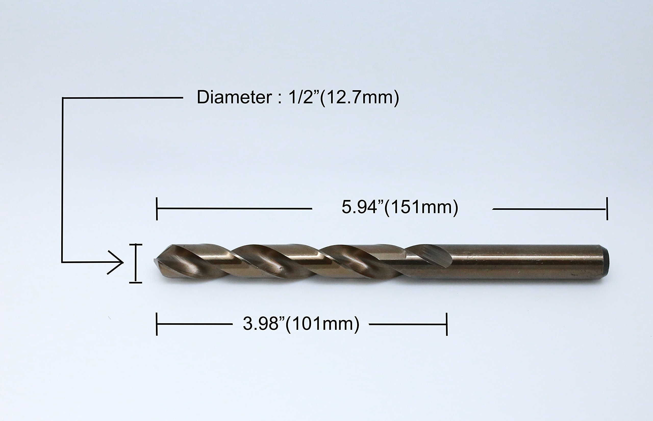BEILI TOOLS HSS M35 Cobalt Twist Drill Bits, Pack of 5 (12.7mm, 1/2")