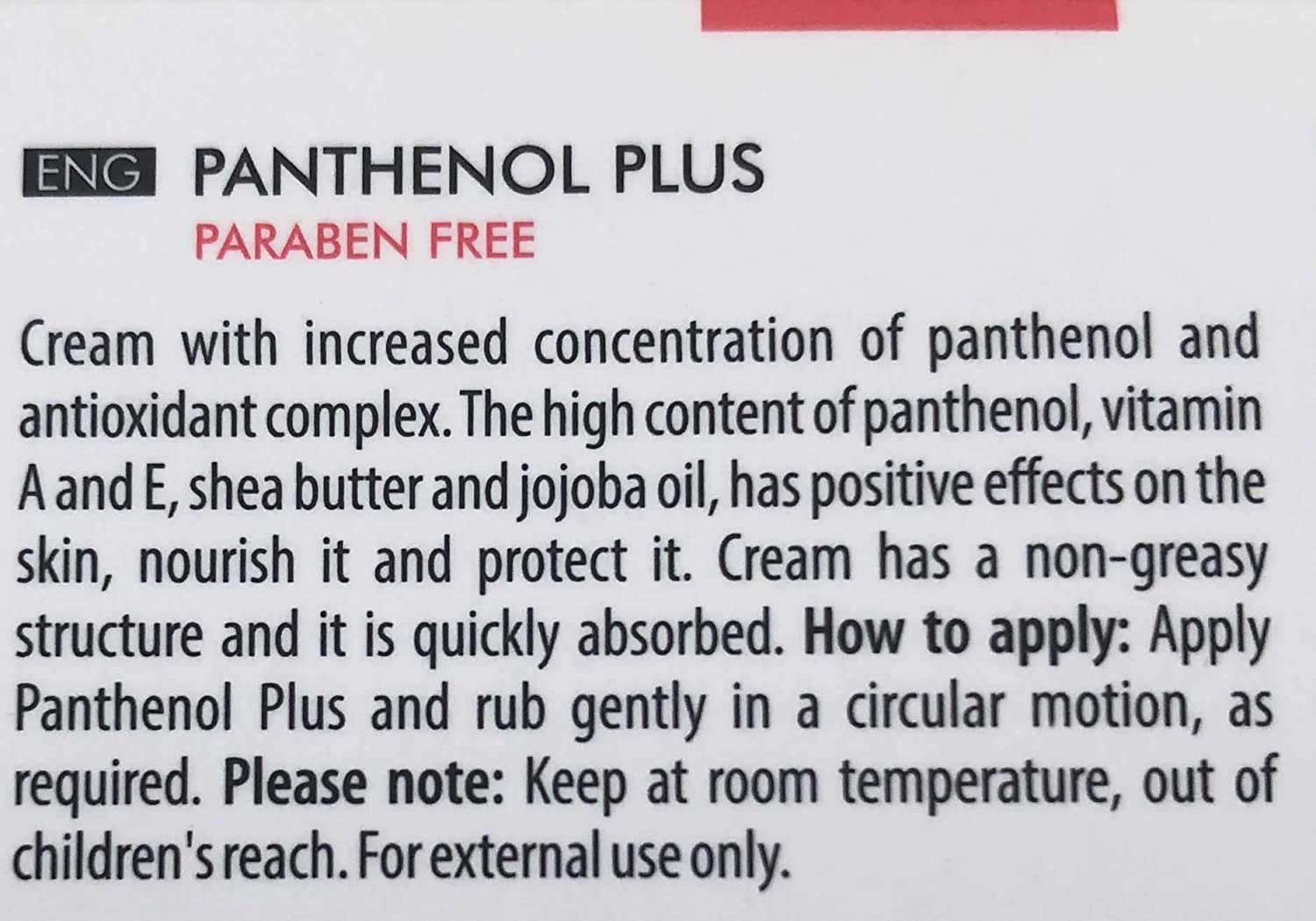 Panthenol Plus - Cream for Skin care and Sun burn - A moisturizing and nourishing cream for irritated and Dry Skin
