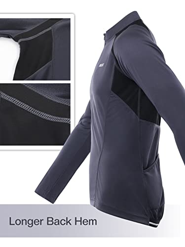 ARSUXEO Men's Half Zipper Cycling Jerseys Long Sleeves MTB Bike Shirts 6031 Gray Size Medium
