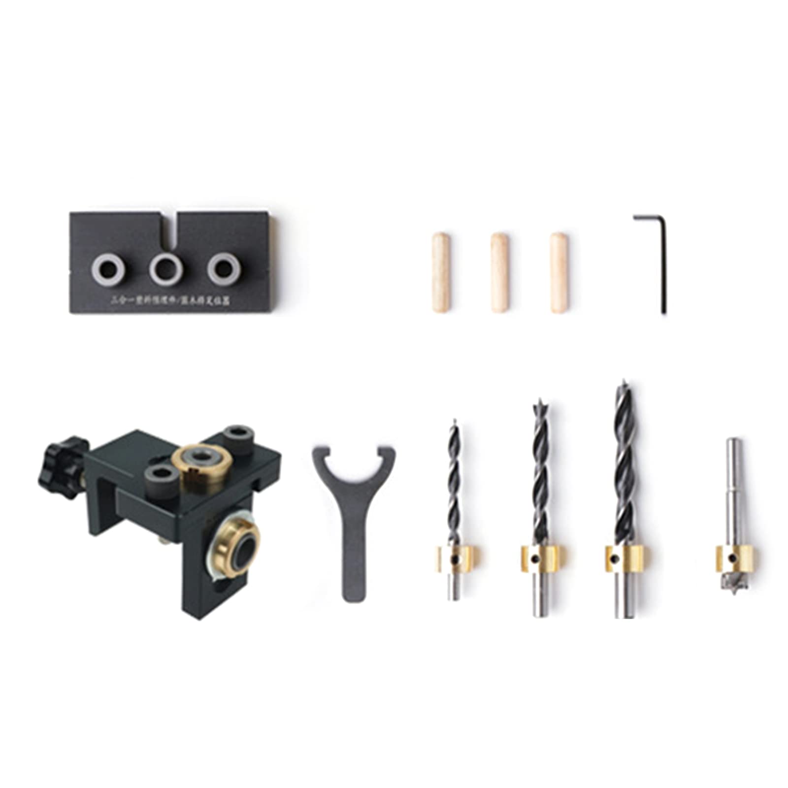 3 in 1 Drilling Locator Puncher Tool Doweling Jig Drill Kit with 8/10/15mm Hole Pocket Hole Jig Kit 3 Holes Joints Tools Drill Guide for Woodworking